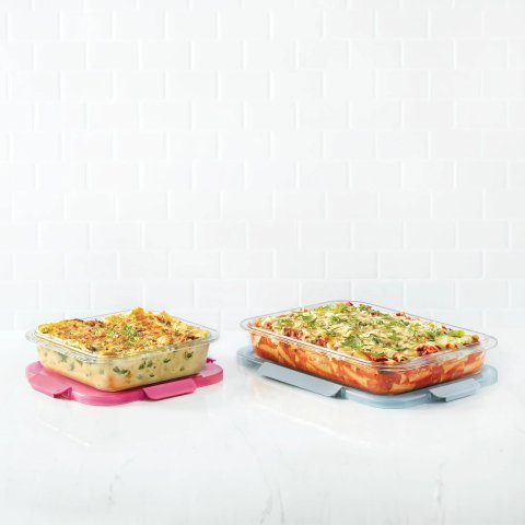 Ello Color Lock 4 Piece Set, 9x13 & 8x8 Bakers with Lids $12.07