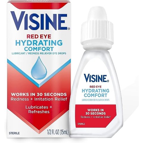 Visine Red Eye Hydrating Comfort Redness Relief and Lubricant Eye Drops ...