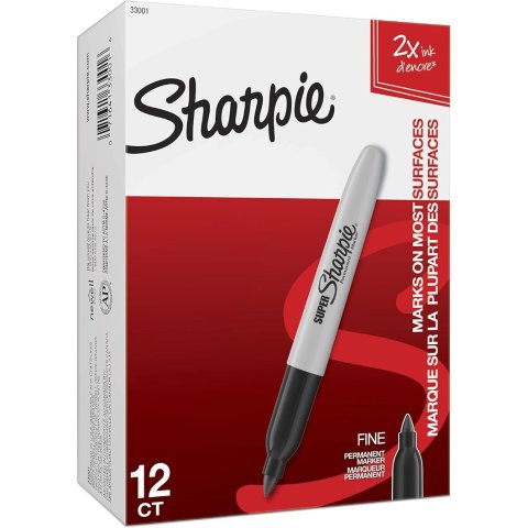 Sharpie Super Permanent Markers, Fine Point, Black, 12 Count $7.01