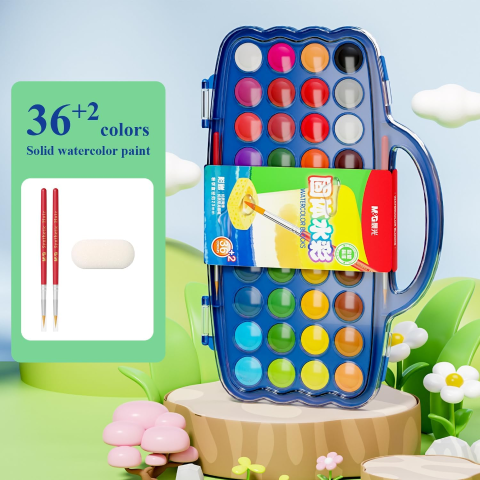 M&G Watercolor Paint Set, 36/48 Colors with 2 Paint Brushes 50% Off