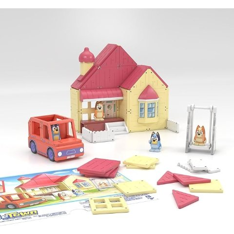 Tile Town Bluey Heeler Home & 4WD Vehicle Magnetic Tiles Construction ...