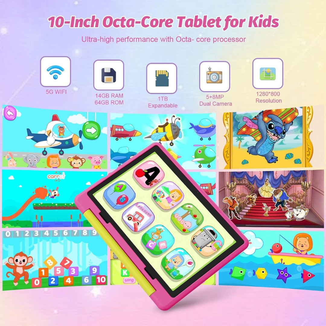 Kids Tablet 10 Inch Android 14 Tablet for Kids As Low as $69.99
