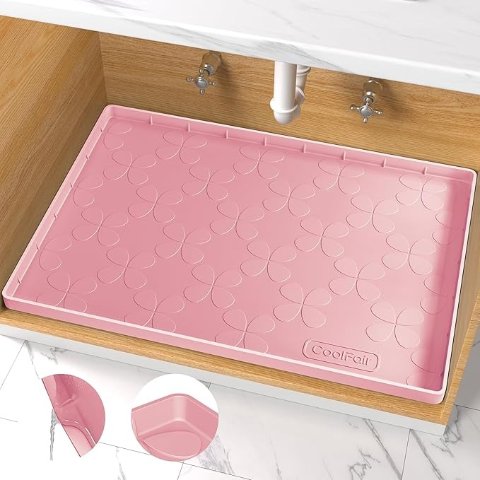 Waterproof Under Sink Mat, 34" x 22" Silicone Mat for Kitchen Bathroom ...