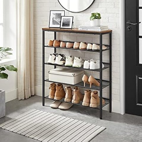 VASAGLE Shoe Rack for Entryway, 5-Tier Shoe Rack Organizer with Storage ...
