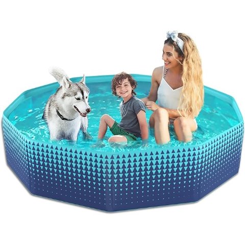 Foldable Dog Kiddie Pool - Hard Plastic Kids Paddling Pool Toddler Baby ...
