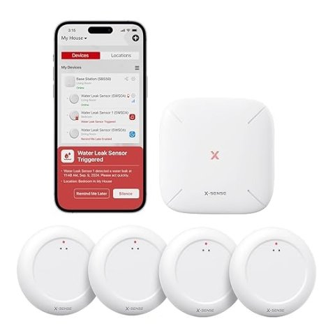 X-Sense Wi-Fi Water Leak Detector Kit, Smart Water Sensor Alarm with ...