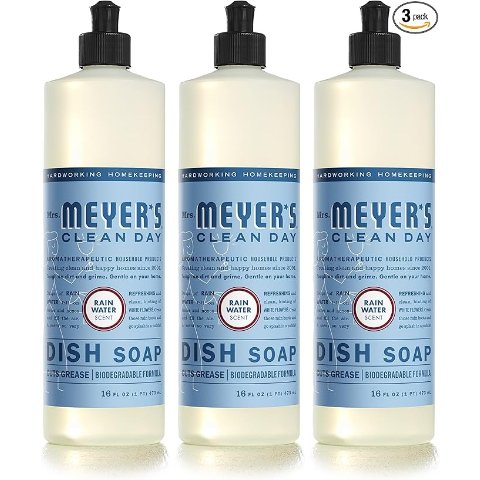 Amazon Mrs. MEYER'S CLEAN DAY MRS. MEYER'S Liquid Dish Soap Rain Water 16 fl oz 3-Pack $11.23