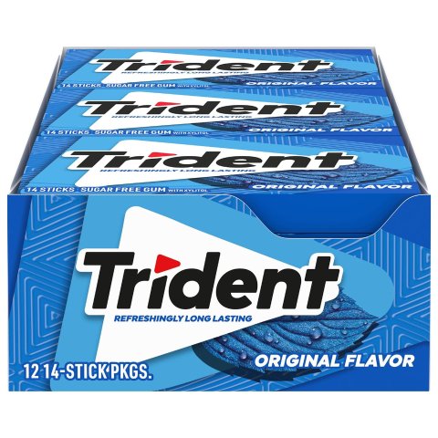 Trident Original Sugar-Free Gum 12 Packs Trident 原味无糖口香糖168片 $5.43 超值好货 ...