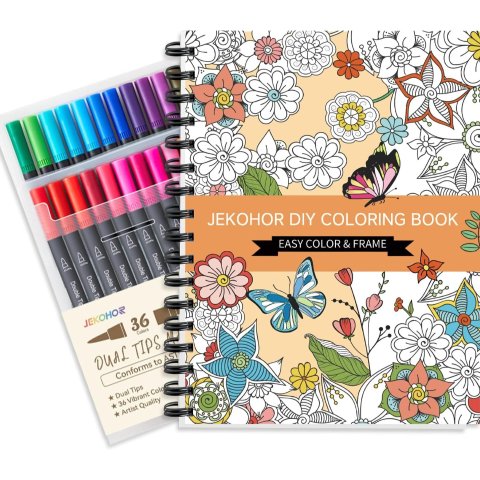 Adult Spiral Coloring Book 36 Colors Markers $14.00