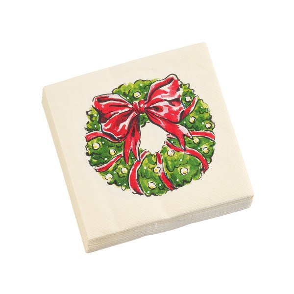 Hester & Cook Holiday Wreath Cocktail Napkins 20-Pack Hester & Cook 假日 ...